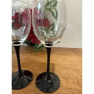 Luminarc | Dining | Vintage Luminarc France Black Stem Wine Glasses ...